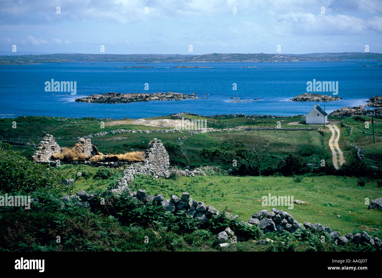 Coastline small road leading to a Cottage near Kilkieran County Galway ...