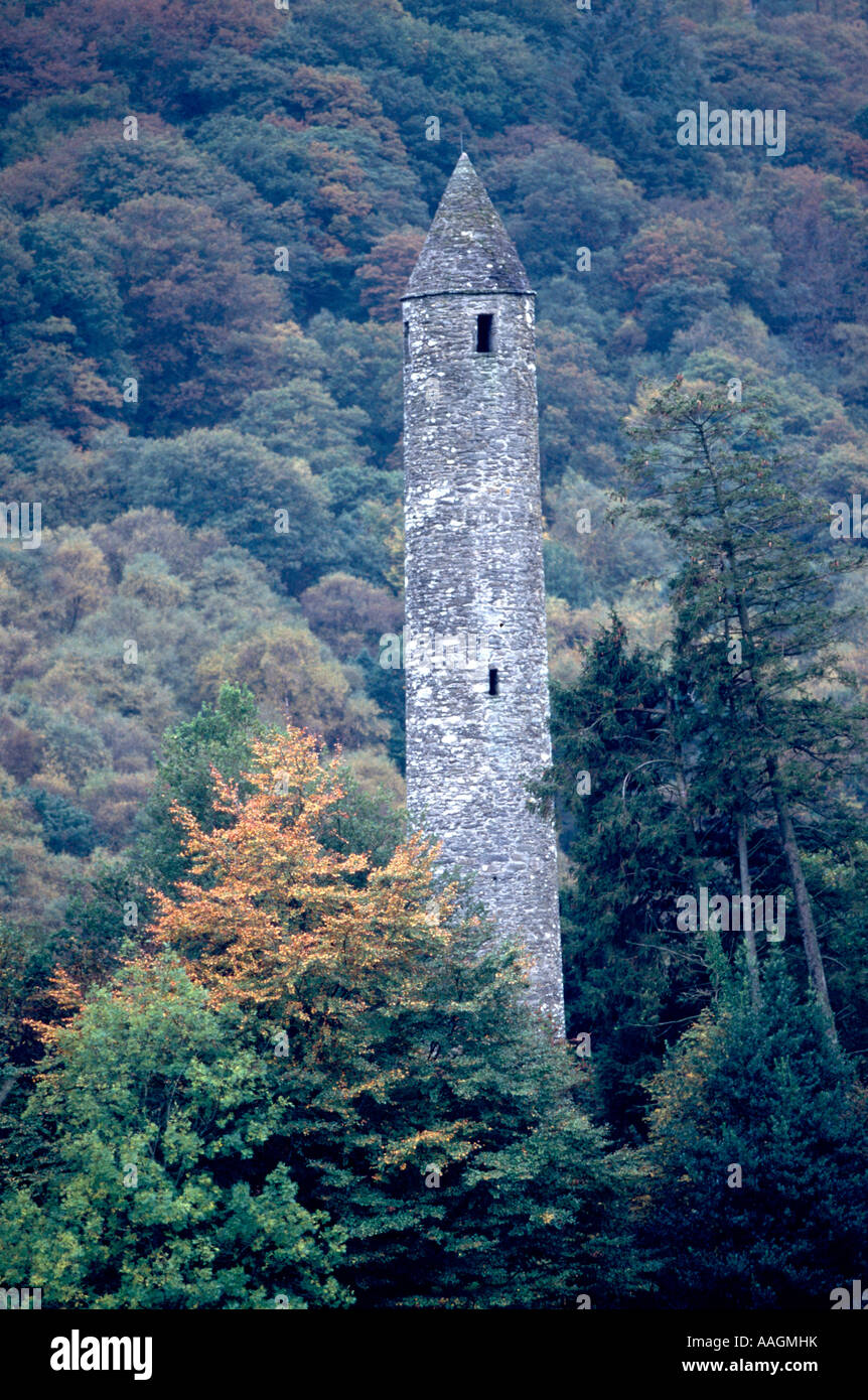 Tower in Glendalough valley County Wicklow Ireland Stock Photo - Alamy
