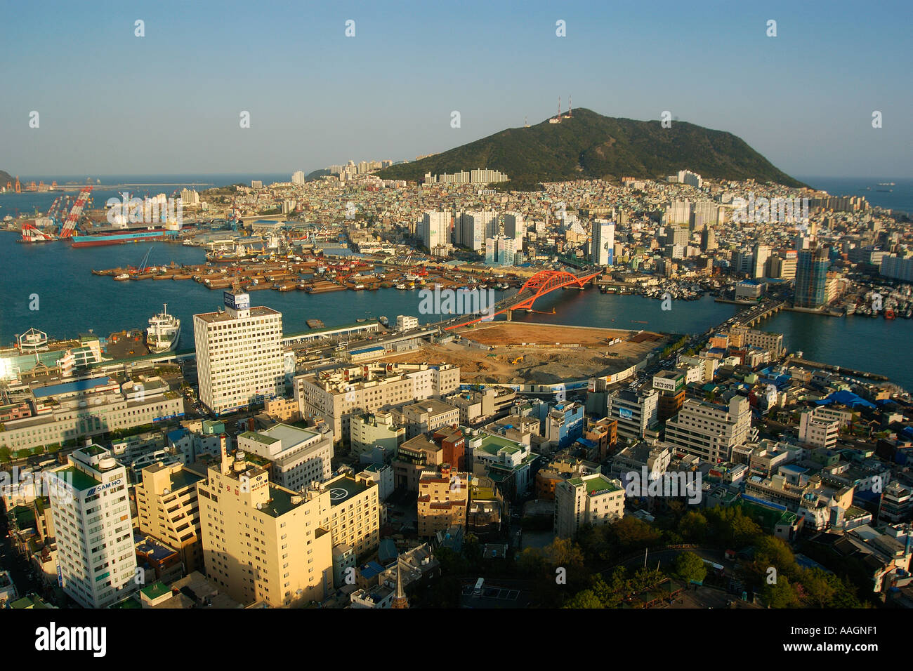 Panoramic view of downtown Yeongdo and harbour Busan South Korea Stock ...