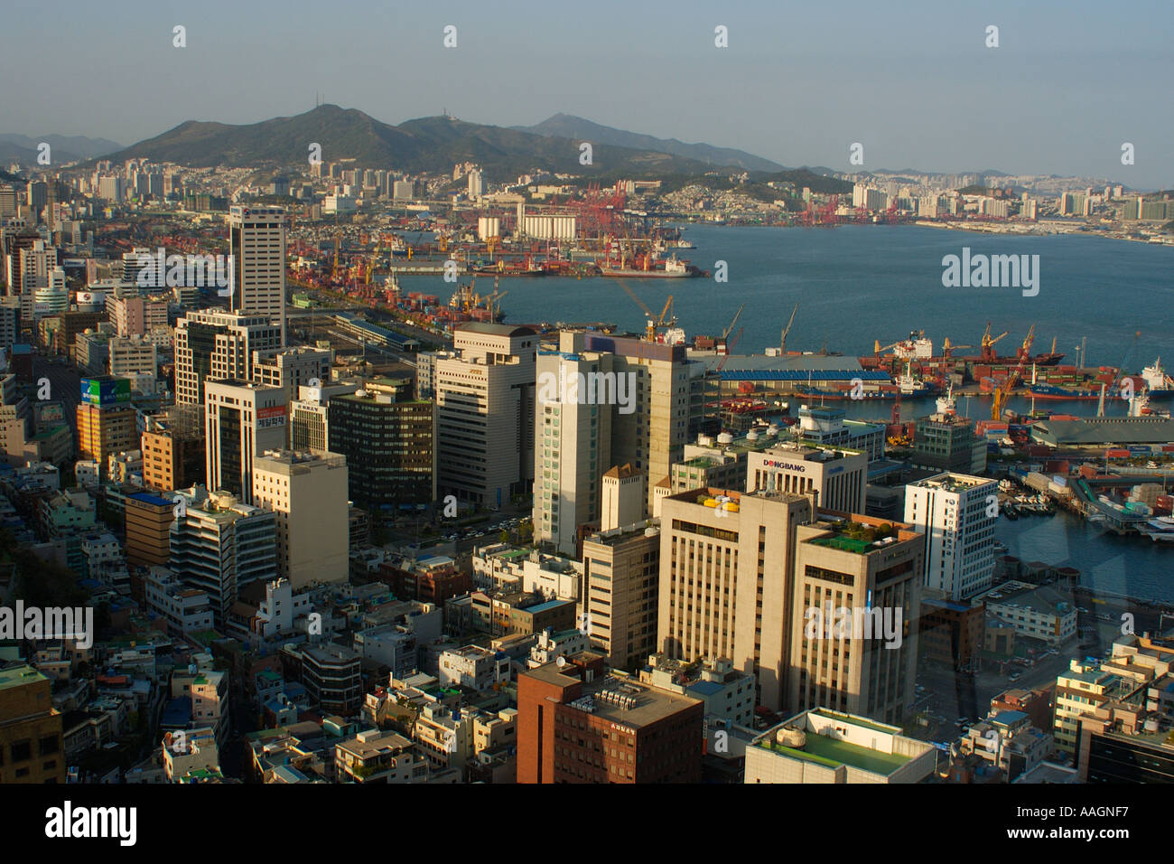 Panoramic view of downtown and harbour Busan South Korea Stock Photo ...