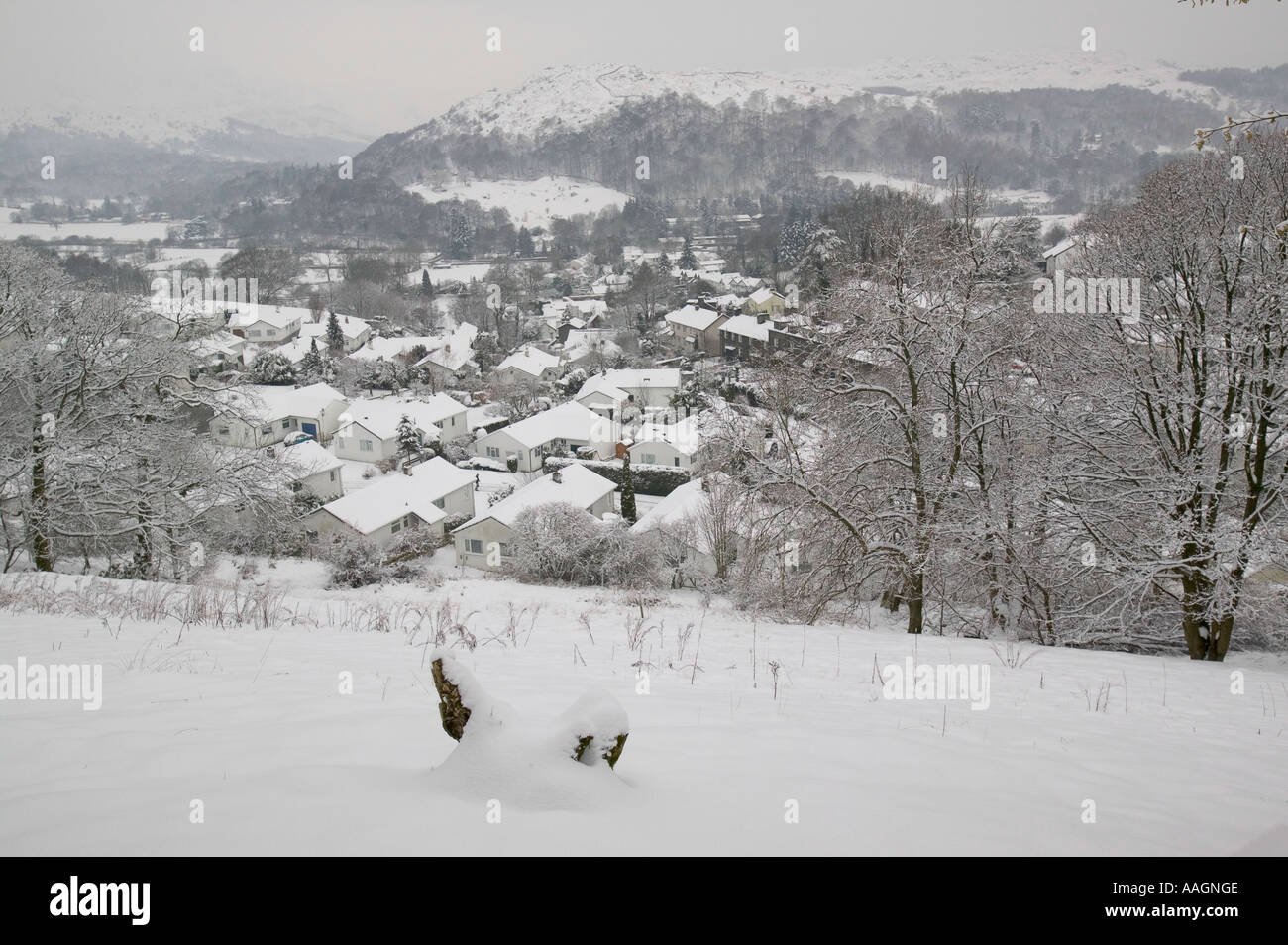 Ambleside in a winter snow, Lake district, UK Stock Photo - Alamy