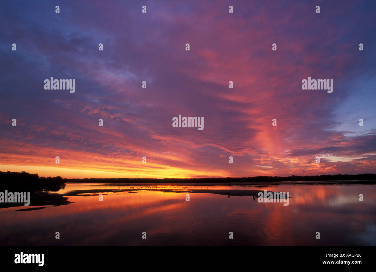Sky with clouds at sunset over water Stock Photo - Alamy