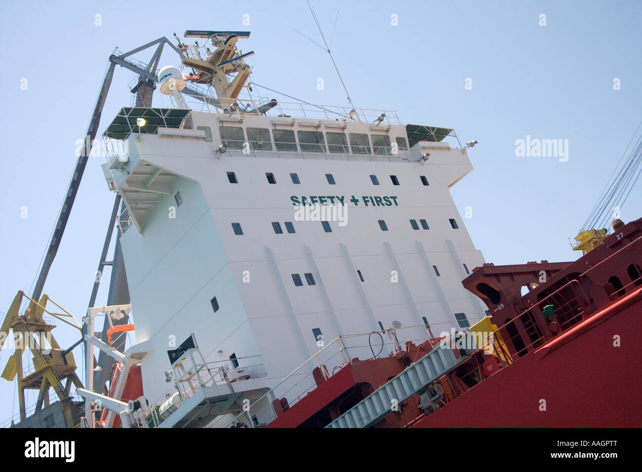 Safety First notice on the bridge of a cargo ship Stock Photo - Alamy