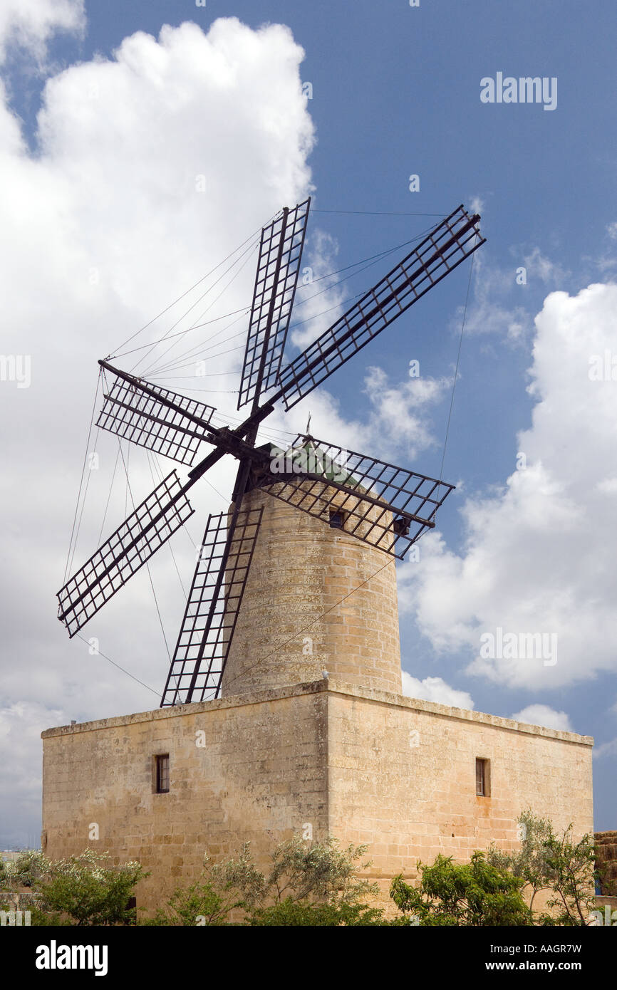 Windmill on the Mediterranean island of Malta Stock Photo - Alamy