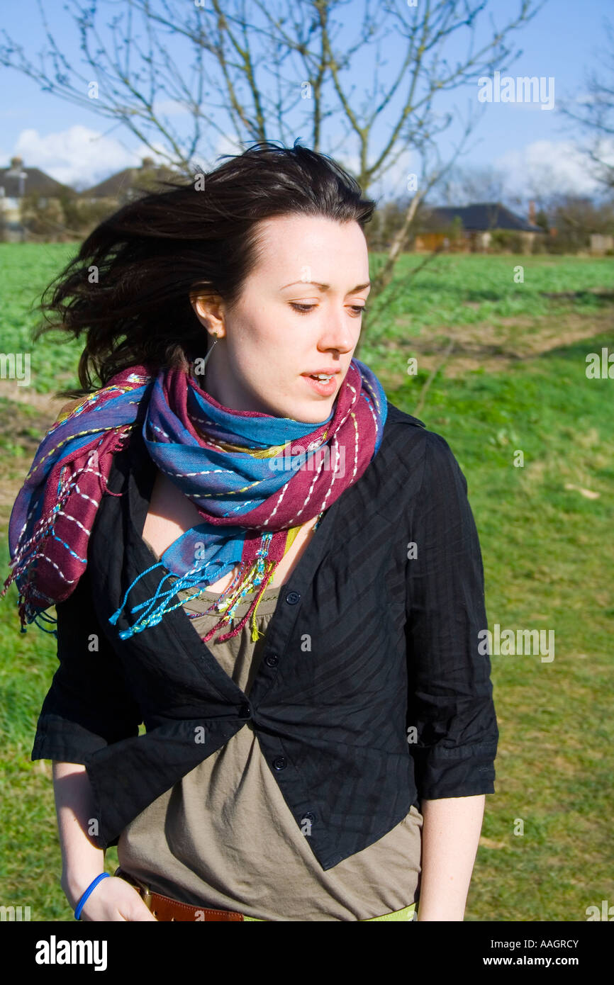 Girl in wind Stock Photo - Alamy