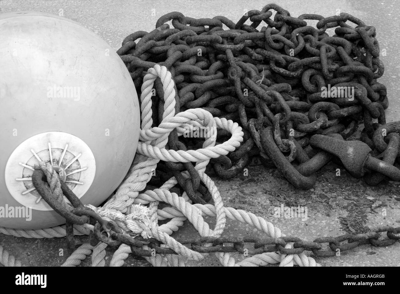 old buoy and chain Stock Photo - Alamy