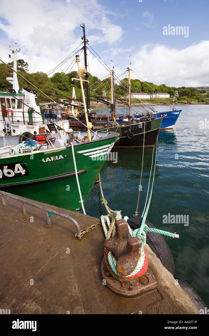 Ireland County Donegal Inishowen Peninsula Moville fishing craft moored ...