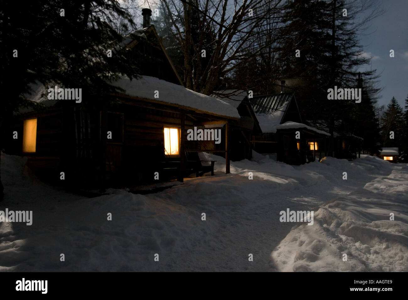 Cabins by moonlight at the AMC s Little Lyford Pond Camps in Maine s ...