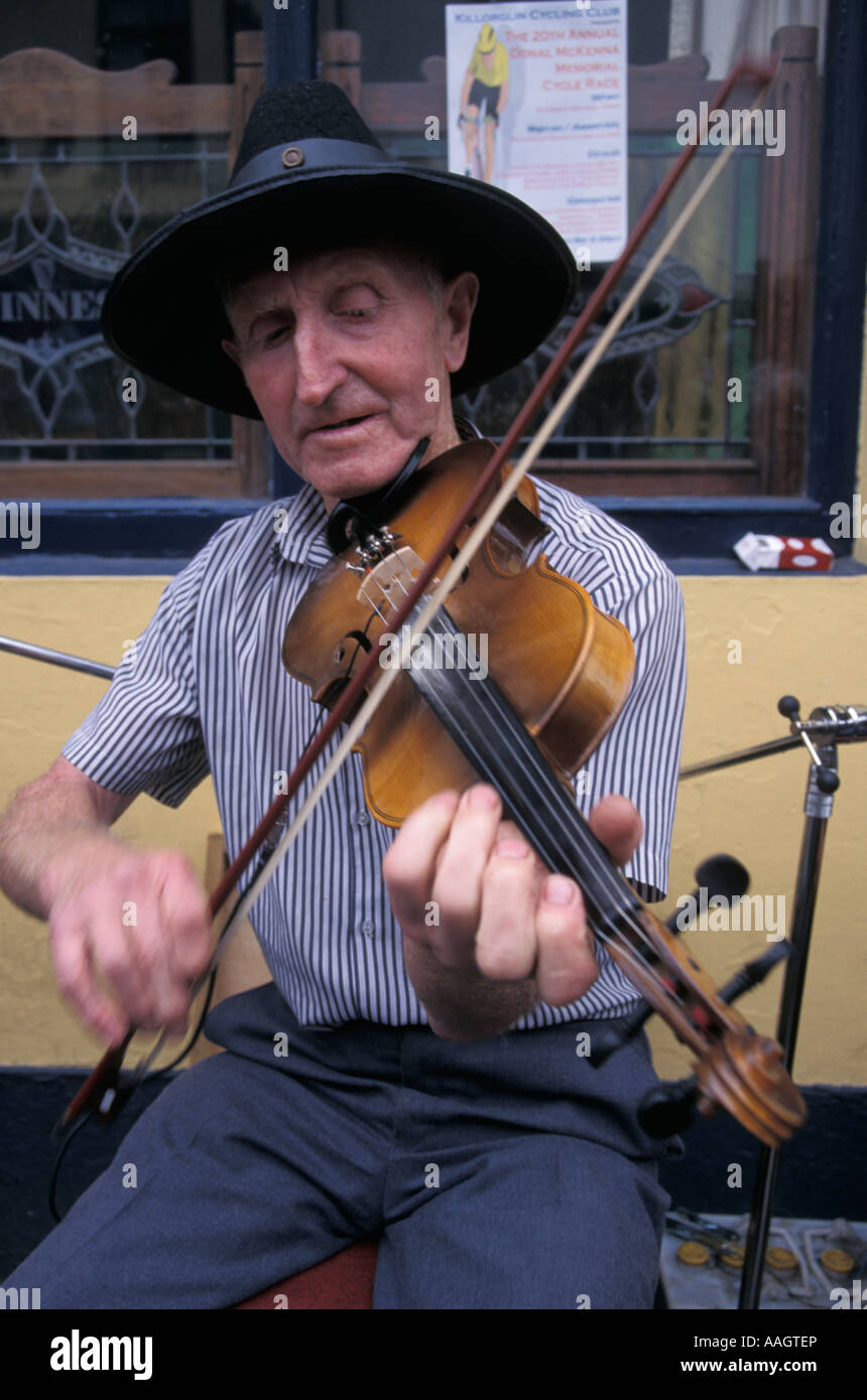 Man playing fiddle Puck Fair Killorglin County Kerry Ireland Stock ...