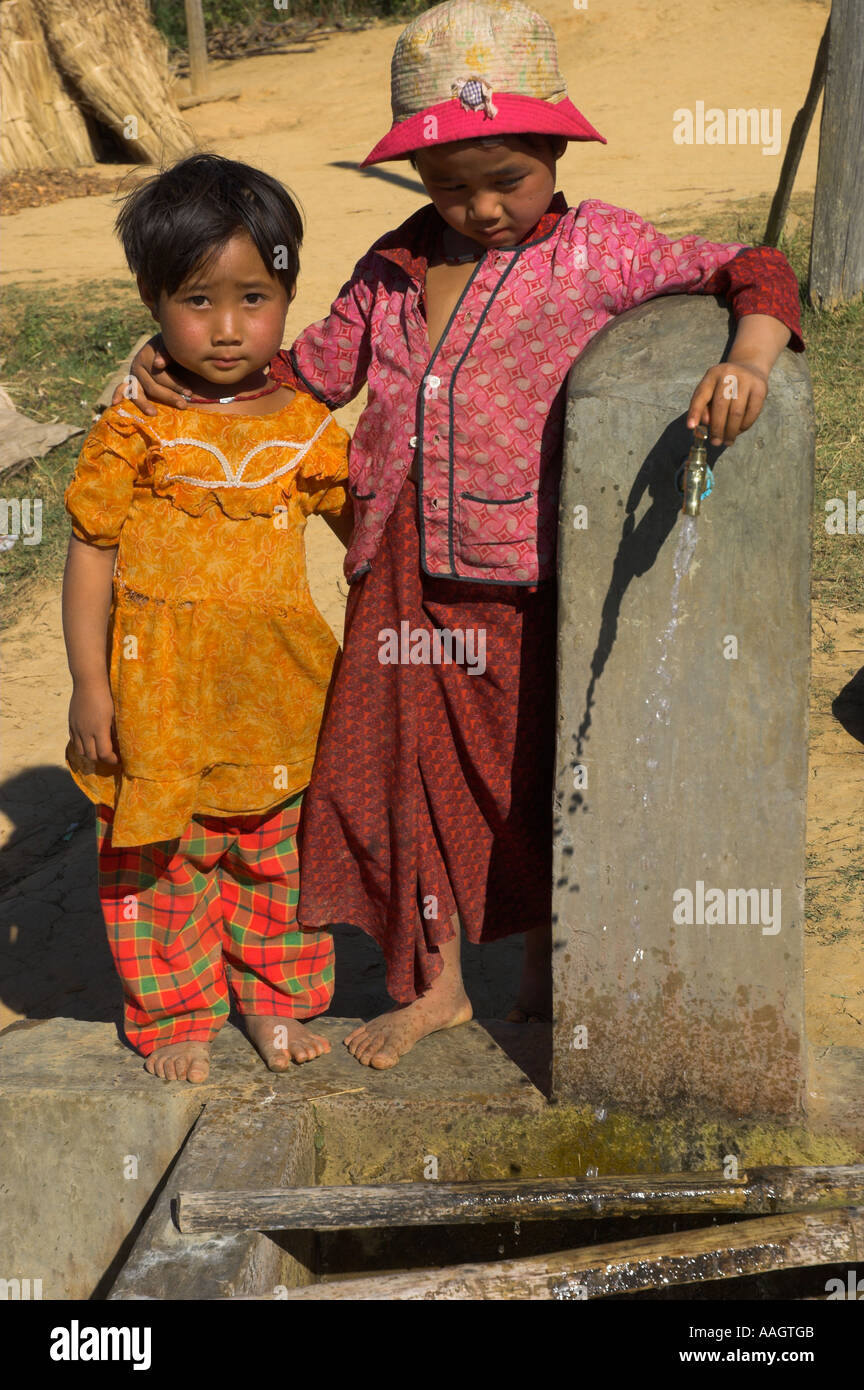 Myanamar Burma Shan State Shan hills Pintah Kawn village portrait of 2 ...
