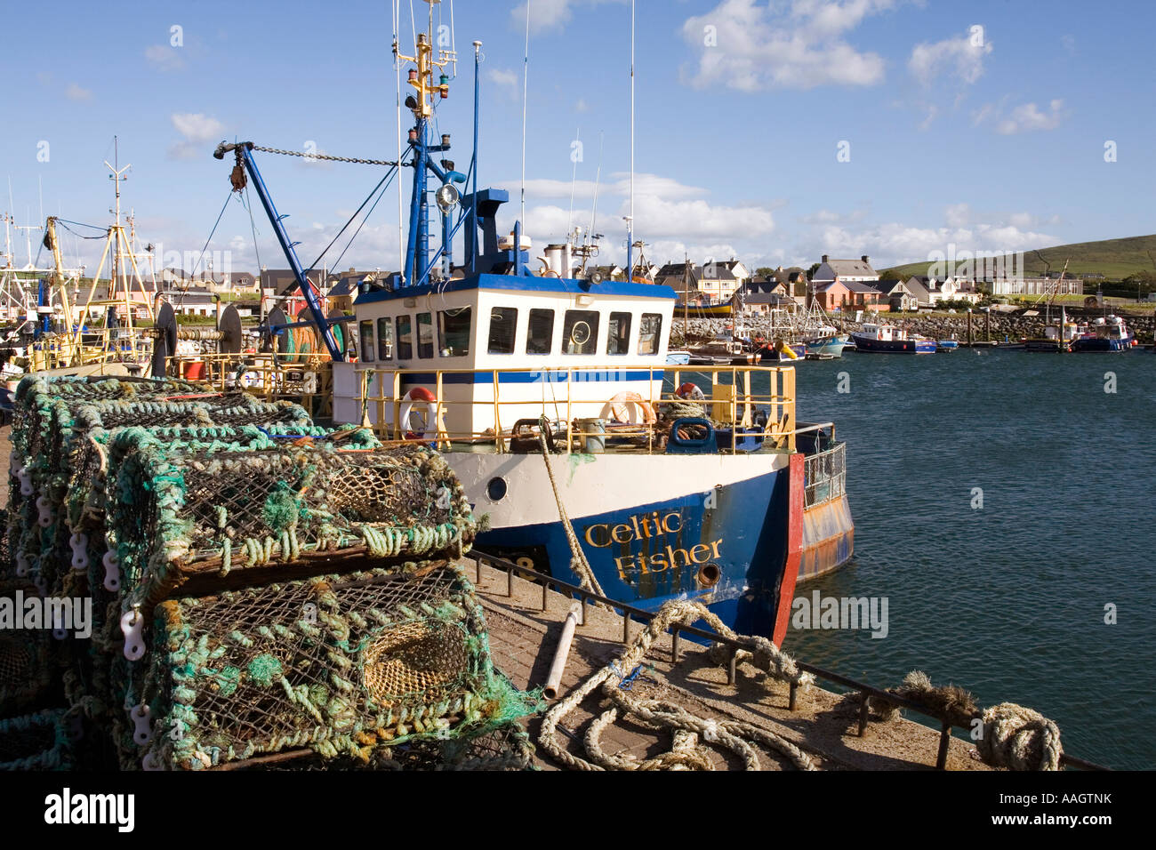 Ireland County Kerry Dingle fishing boat Cetic Fisher moored in the ...