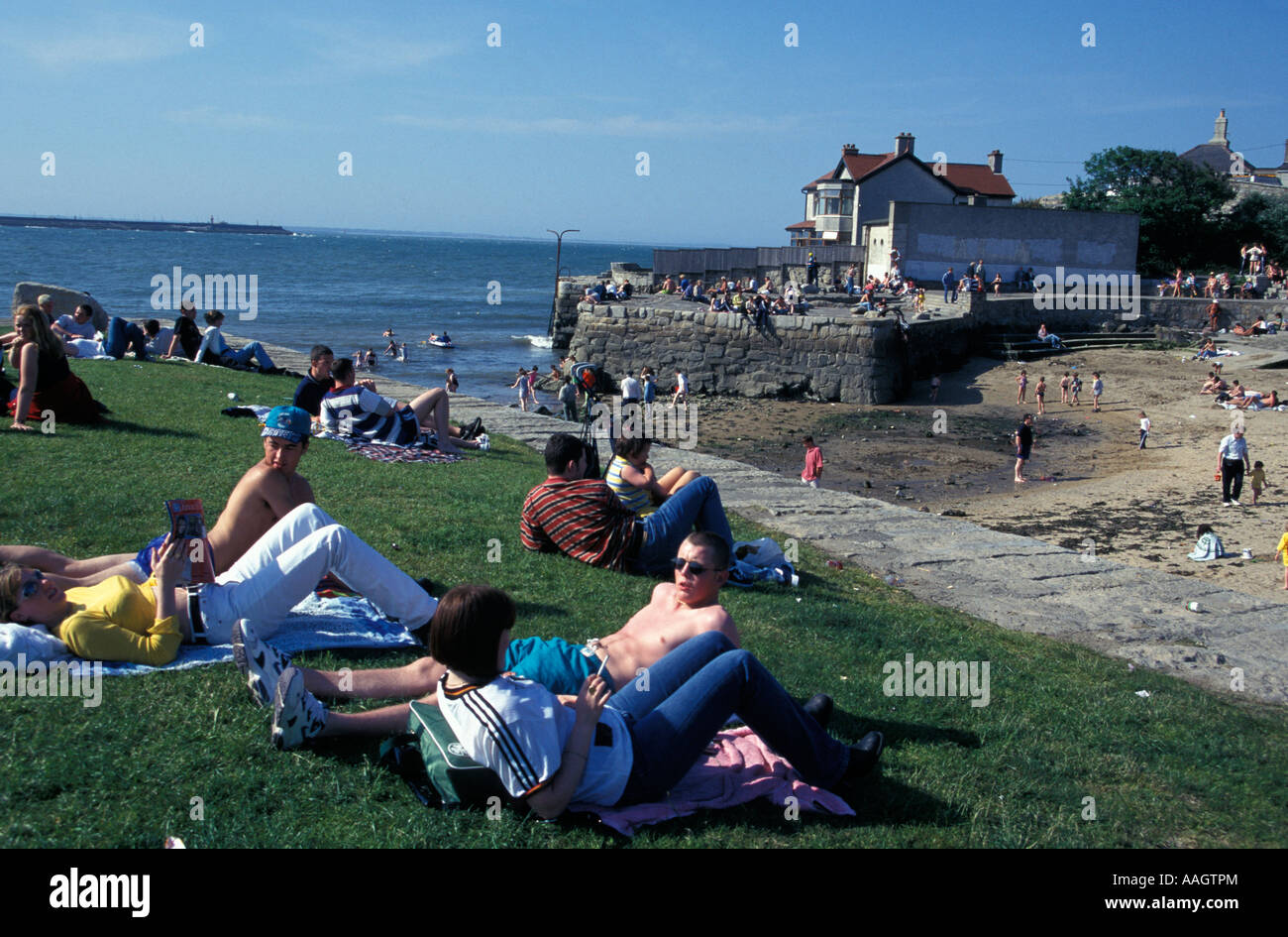 People sunbathing Sandycove Dun Laoghaire Dun Laoghaire Rathdown ...