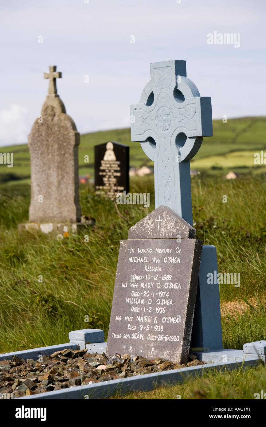 Ireland County Kerry Dingle Peninsula Ventry village burial ground ...