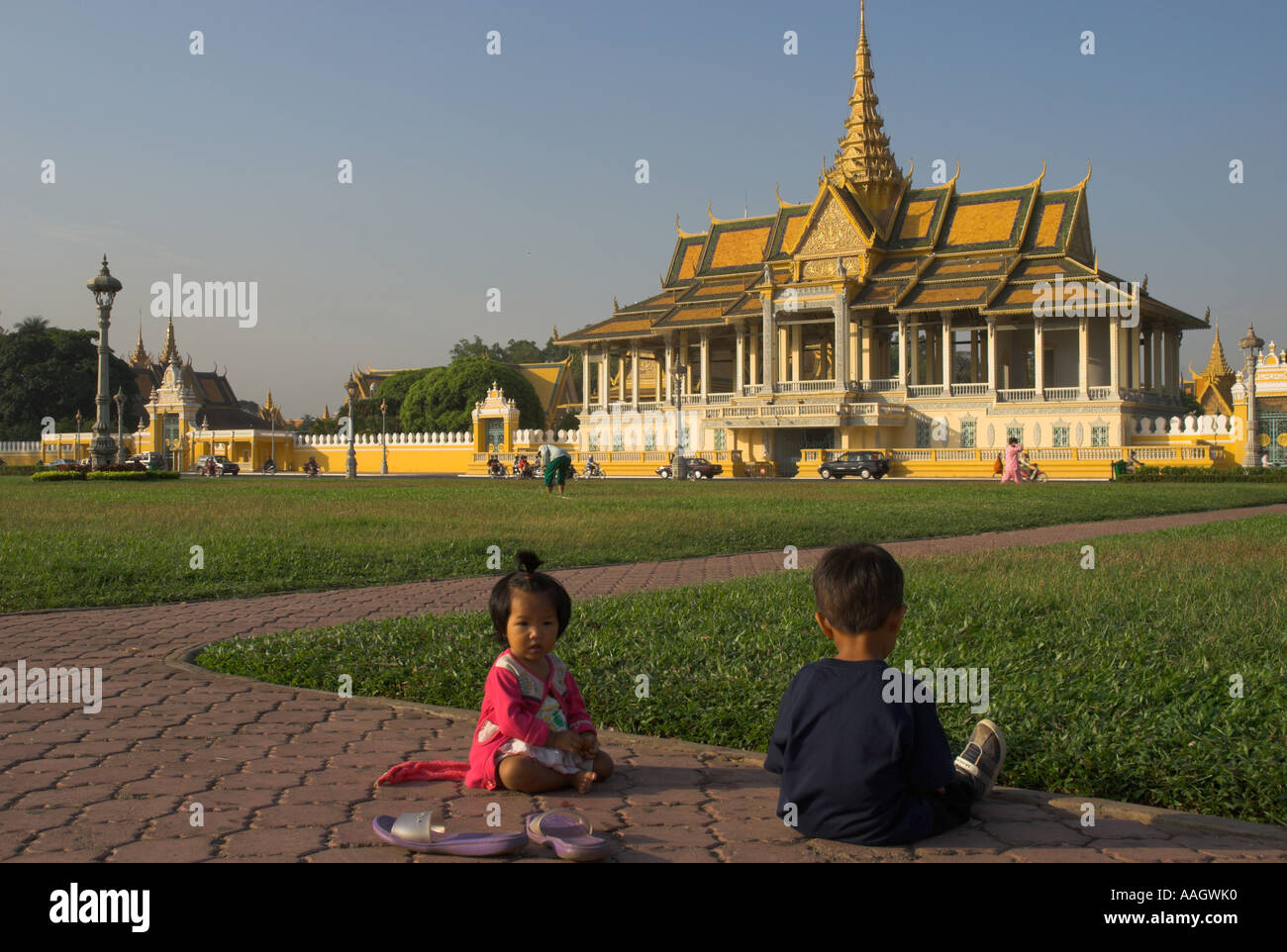 Cambodia Phnom Penh Main square in front of Royal Palace view with ...