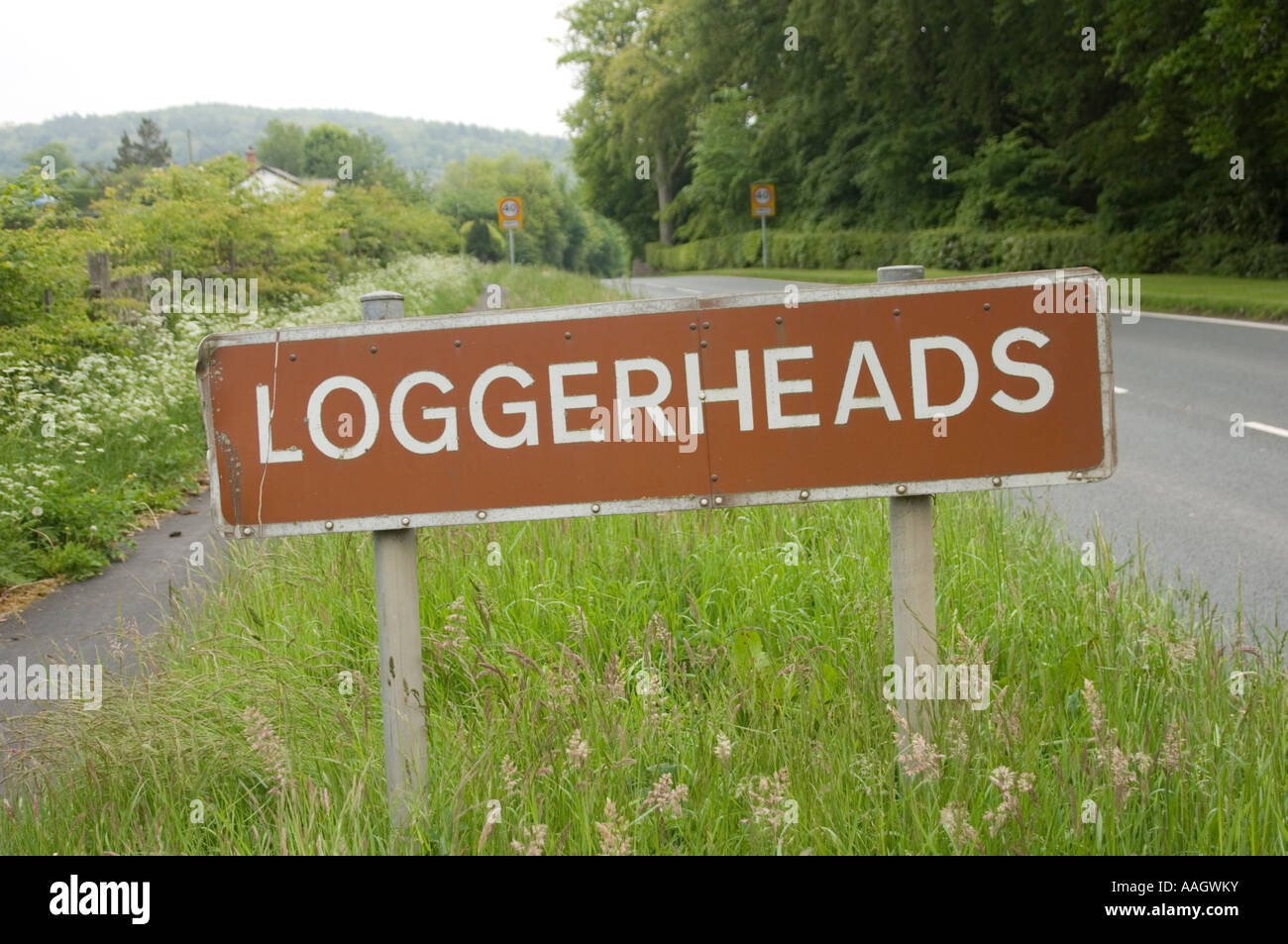 Loggerheads village north wales road sign Denbighshire Clwyd UK Stock ...