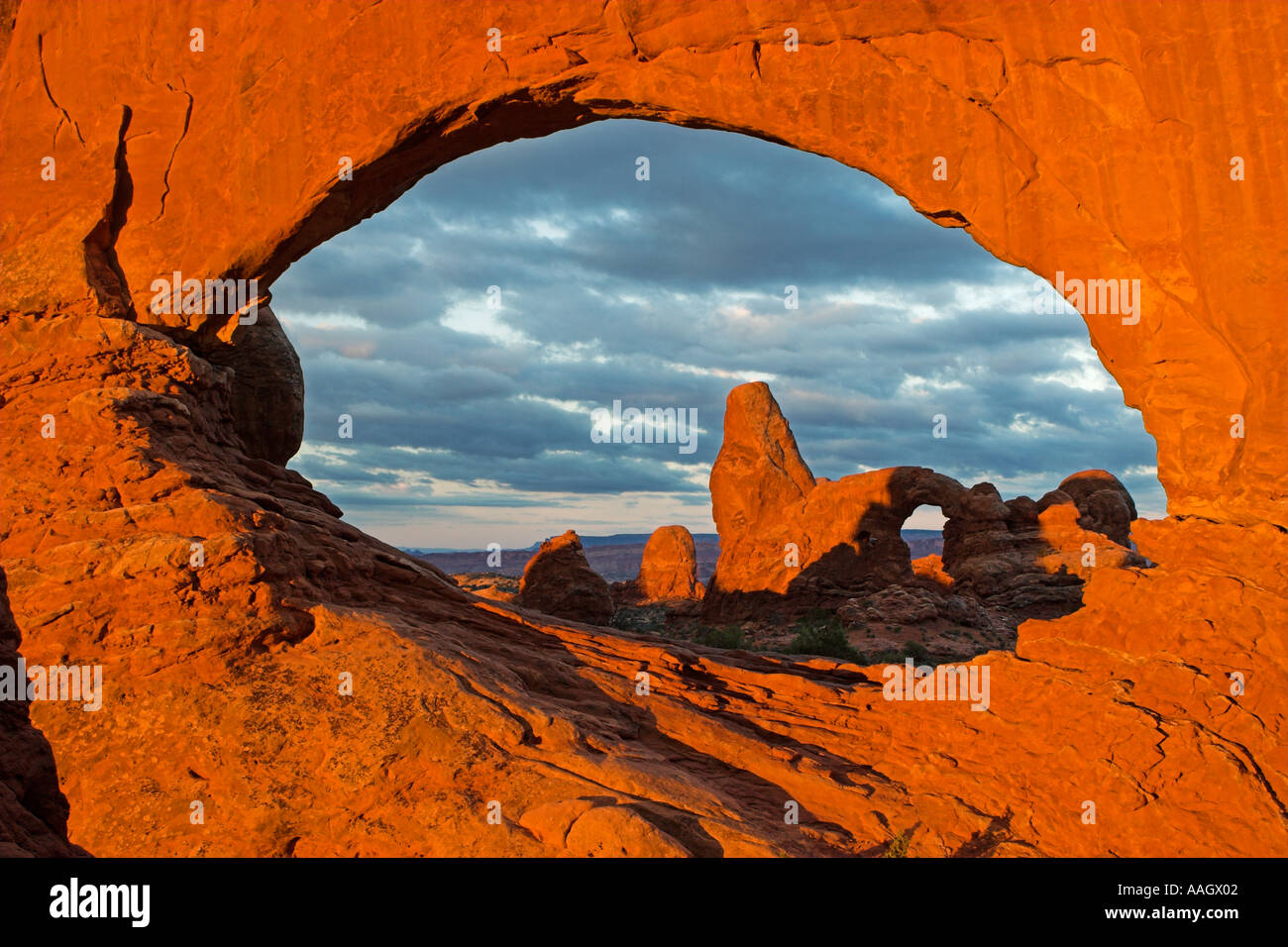 Natural Arch at Sunrise Stock Photo - Alamy