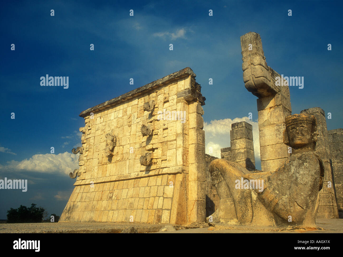 Mexico Yucatan Chichen Itza Statue of Chac Mool Temple of Warriors ...