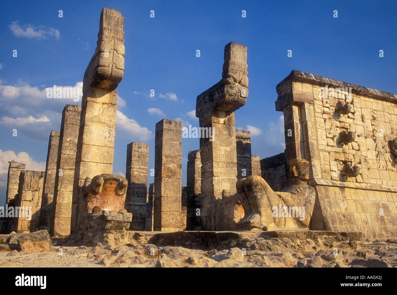 Mexico Yucatan Chichen Itza Statue of Chac Mool Temple of Warriors ...