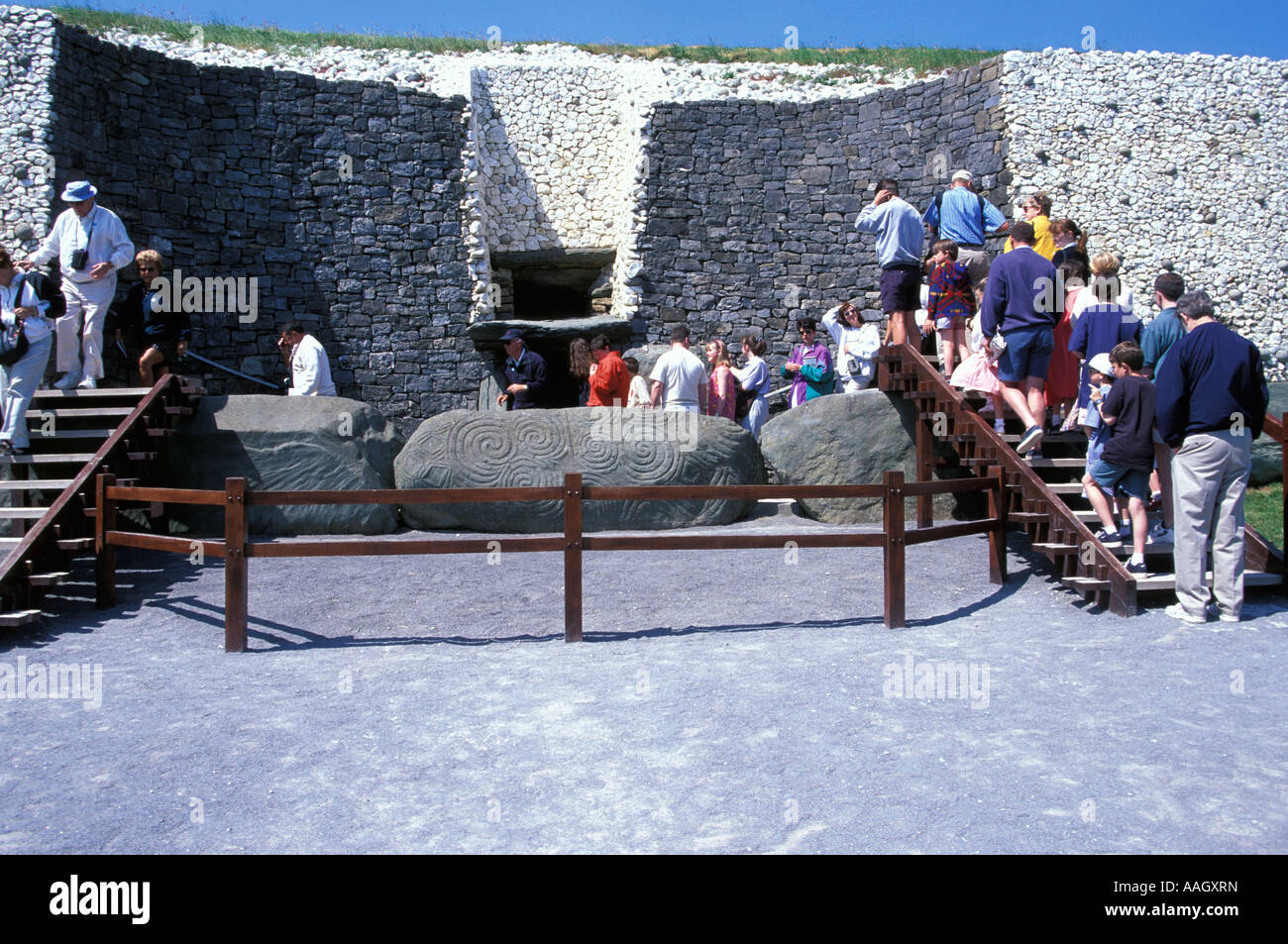 Tourists visiting Passage tomb Irish Tumulus Newgrange County Meath ...