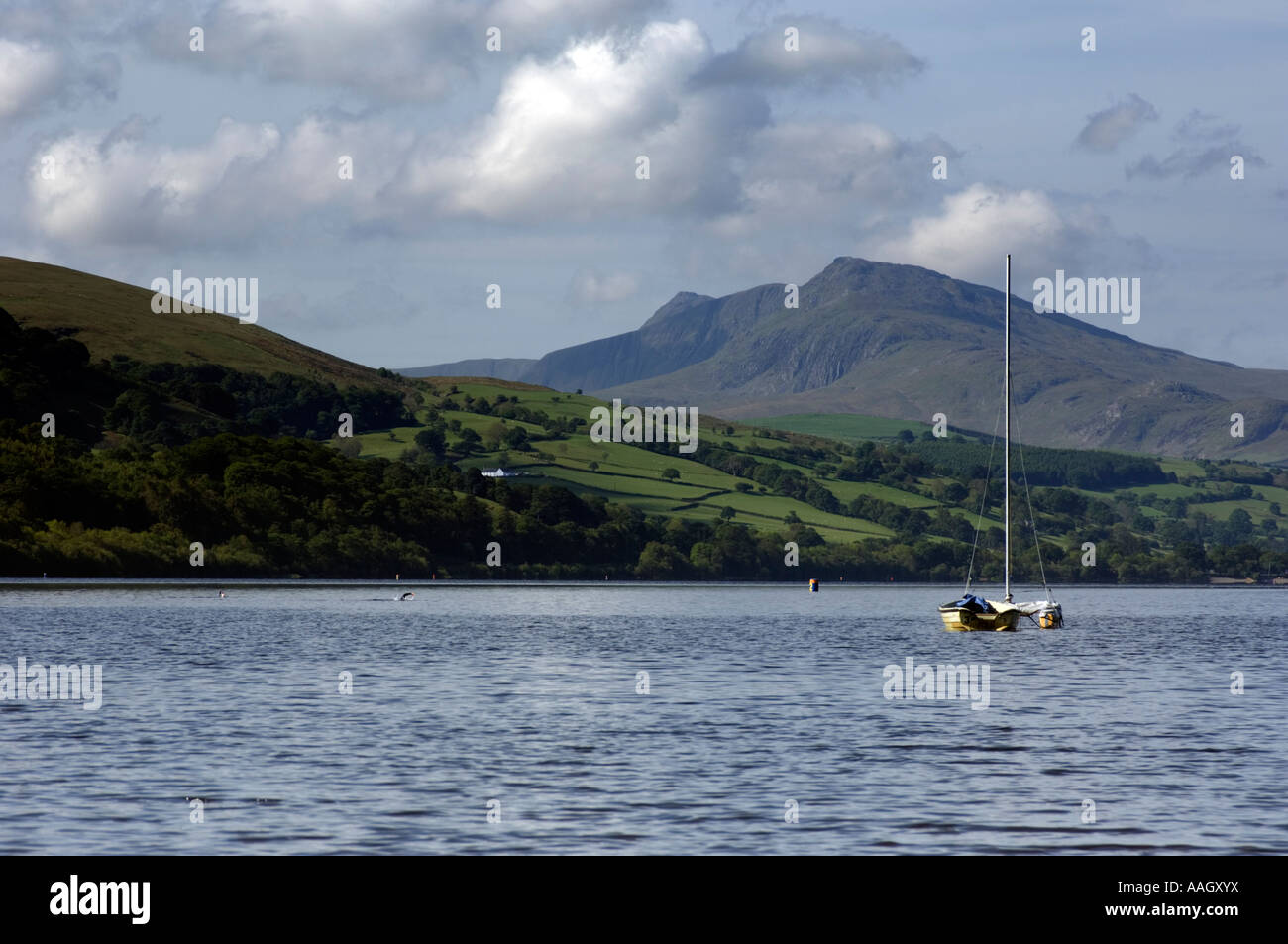 Bala Lake (llyn tegid) north wales looking towards Aran Fawddwy ...