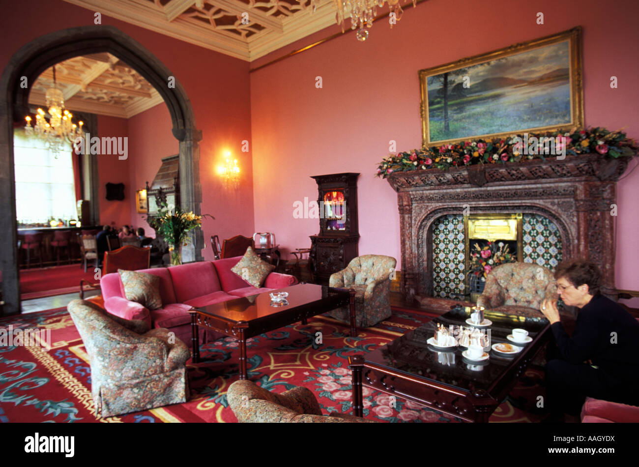 Interior view of the salon of the Adare Manor Hotel Ardare County ...