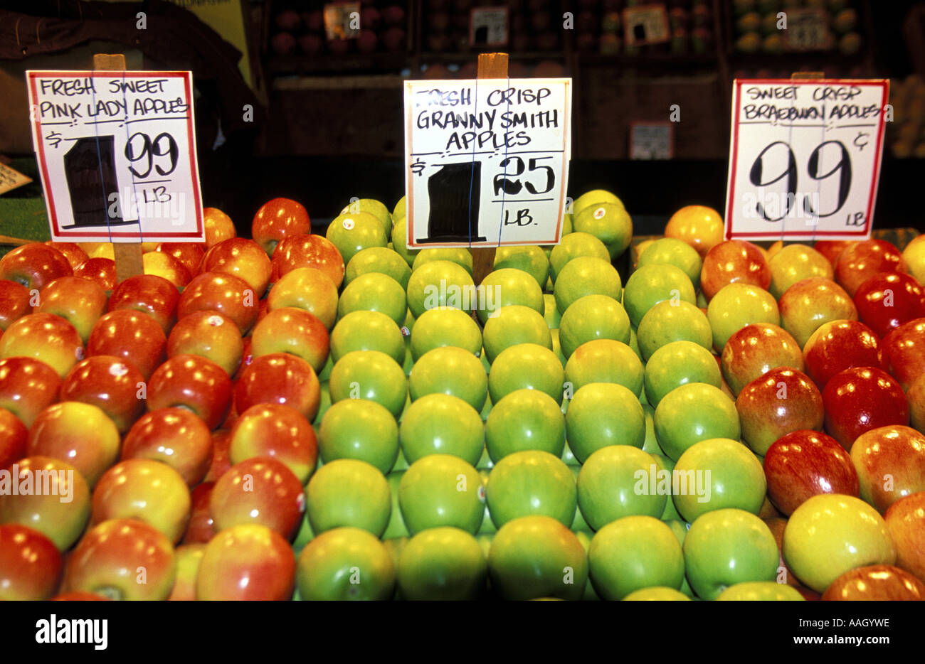 Apple display at the Pike Place Market Seattle Washington USA Stock ...