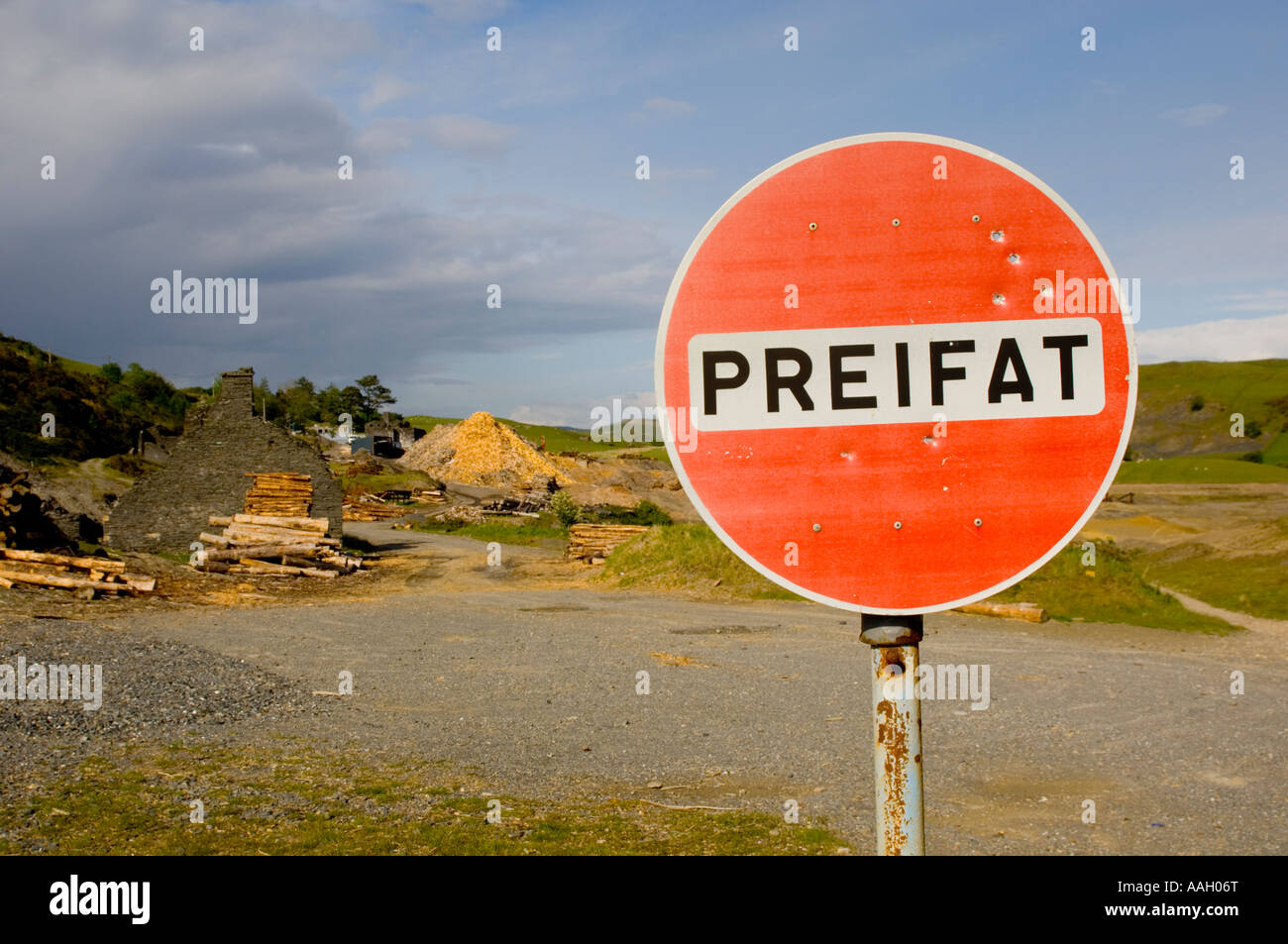 no entry Preifat Private sign in welsh language near Pontrhydygroes ...