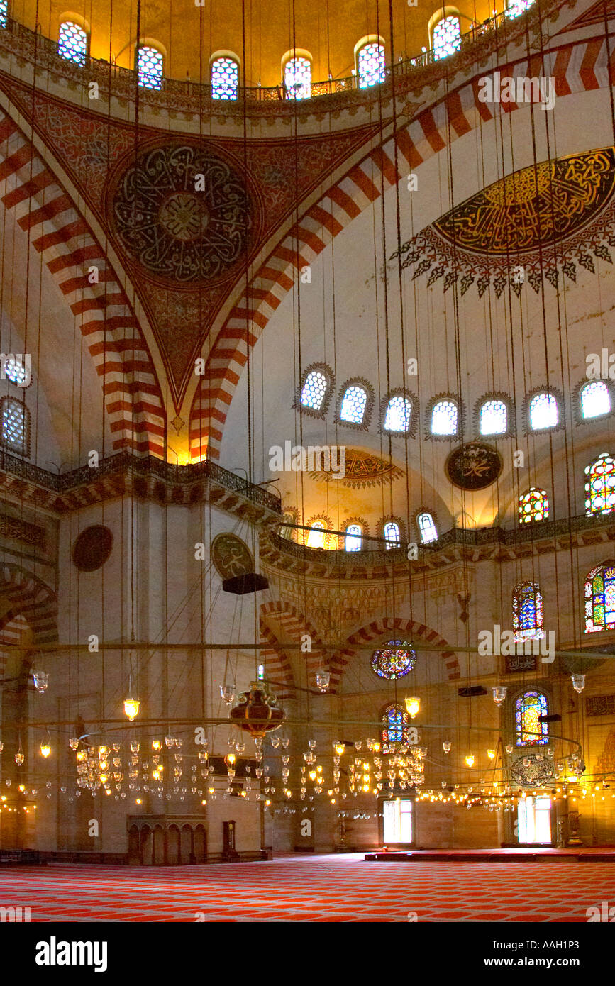 Interior of the splendid Suleymaniye Mosque Istanbul Stock Photo - Alamy