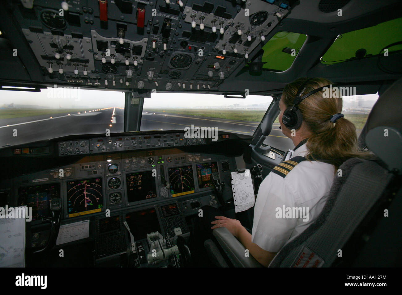 Pilot and co pilot working in a Boeing 737 editorial use only no ...