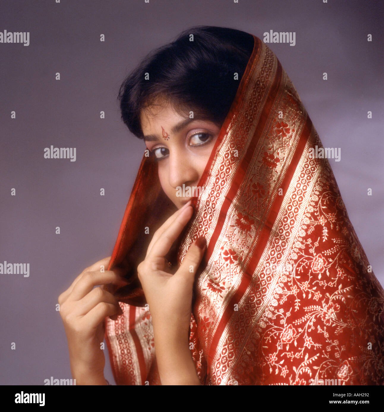 Indian Lady in Sari Stock Photo - Alamy