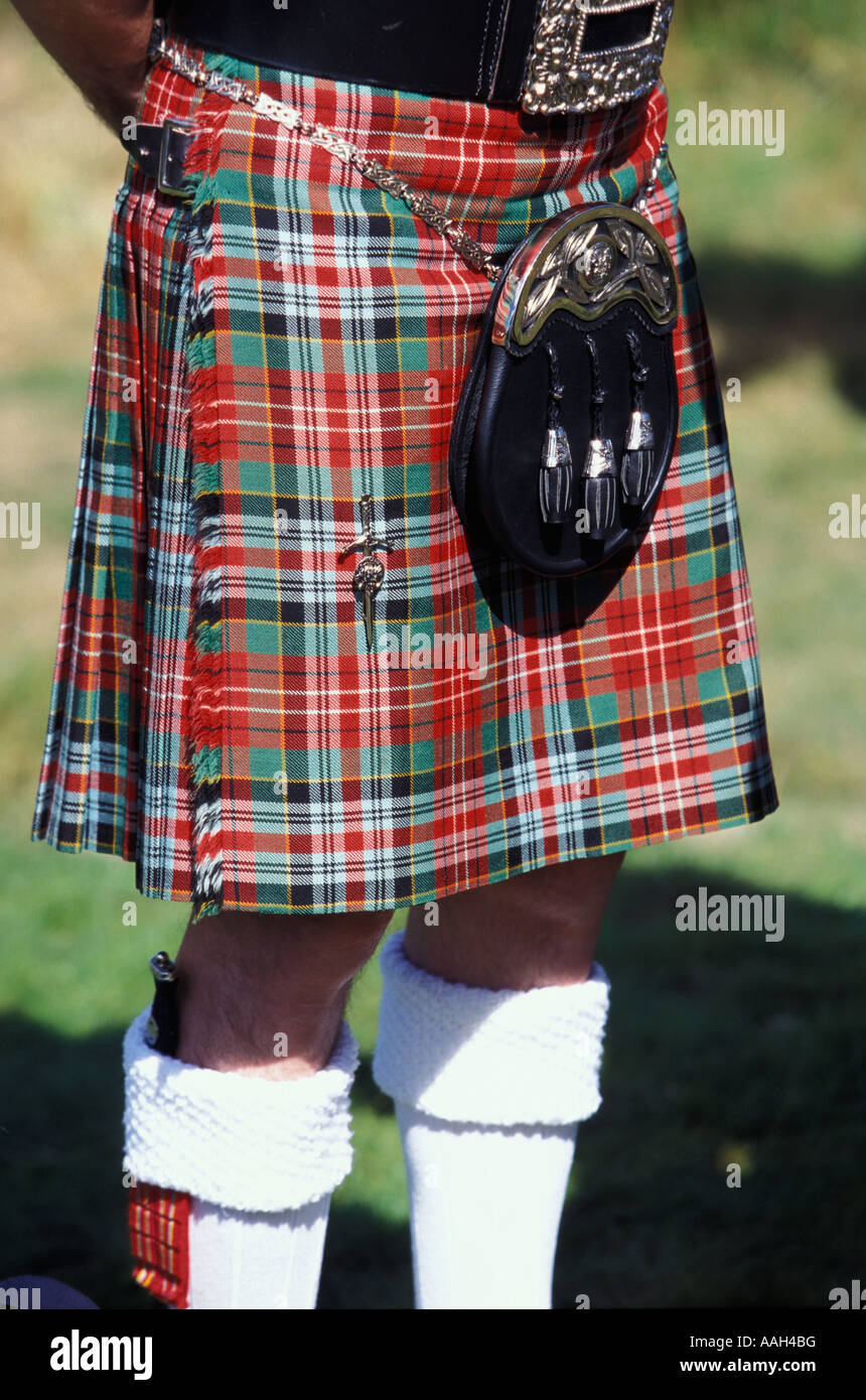 Man wearing a kilt Highlands Scotland United Kingdom Stock Photo - Alamy