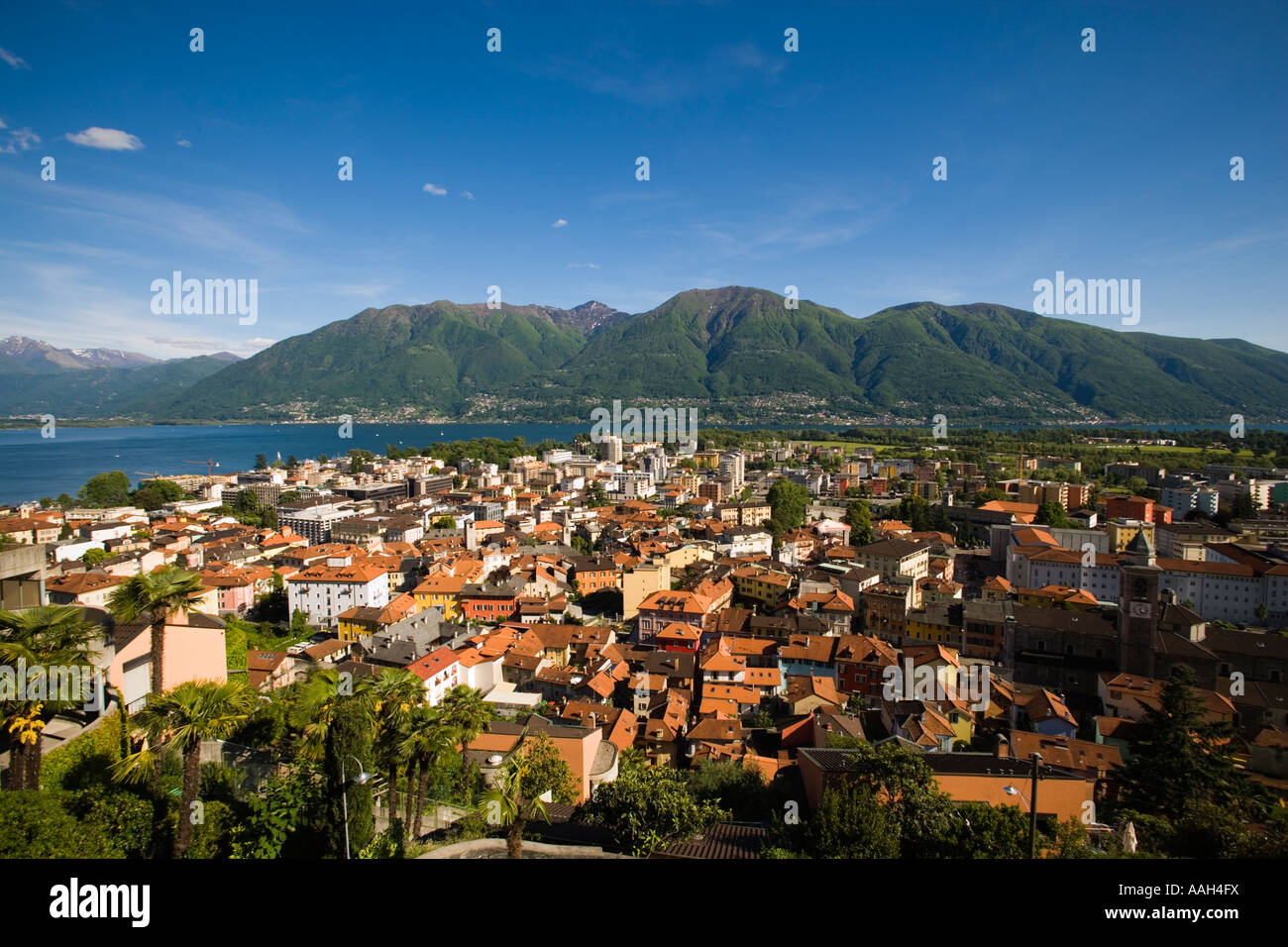 View over Locarno and Lake Maggiore Ticino Switzerland Stock Photo - Alamy