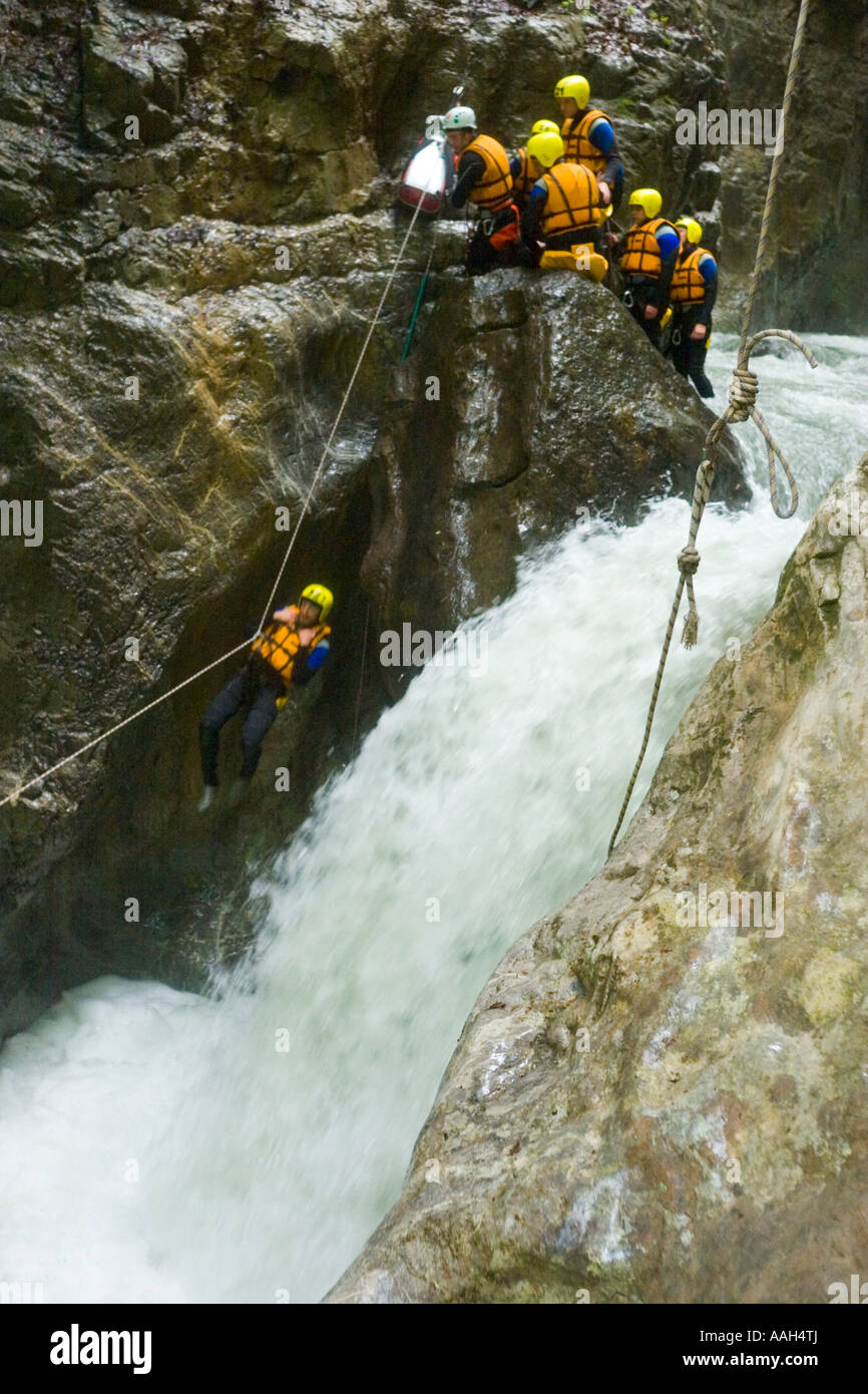 Group canyoning through Saxeten gorge Saxeten Bernese Oberland ...