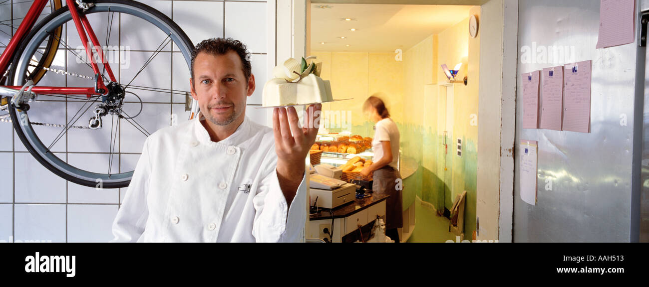 pastry shop and owner Stock Photo - Alamy