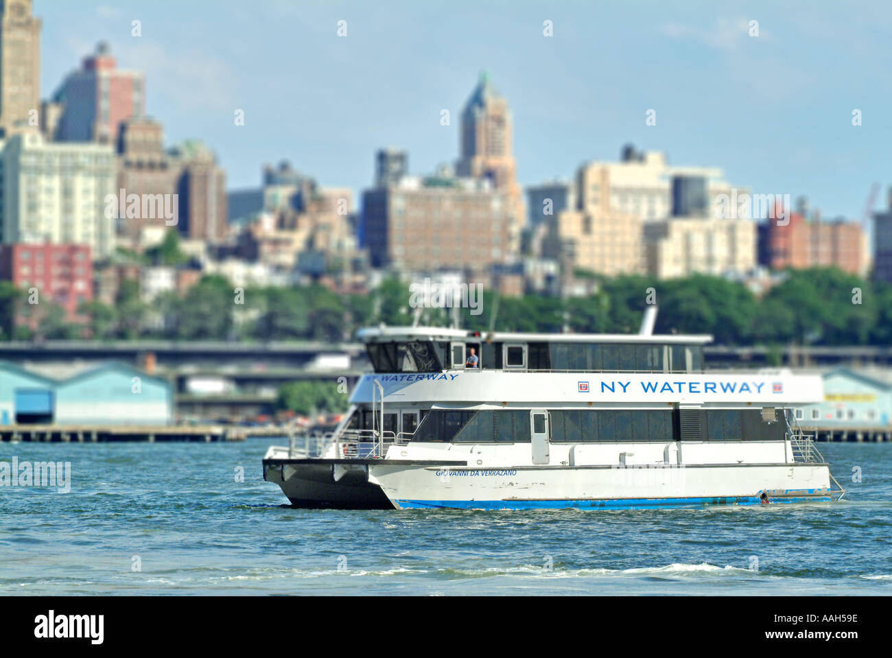 Ferry on Hudson river in New York City NY Stock Photo - Alamy