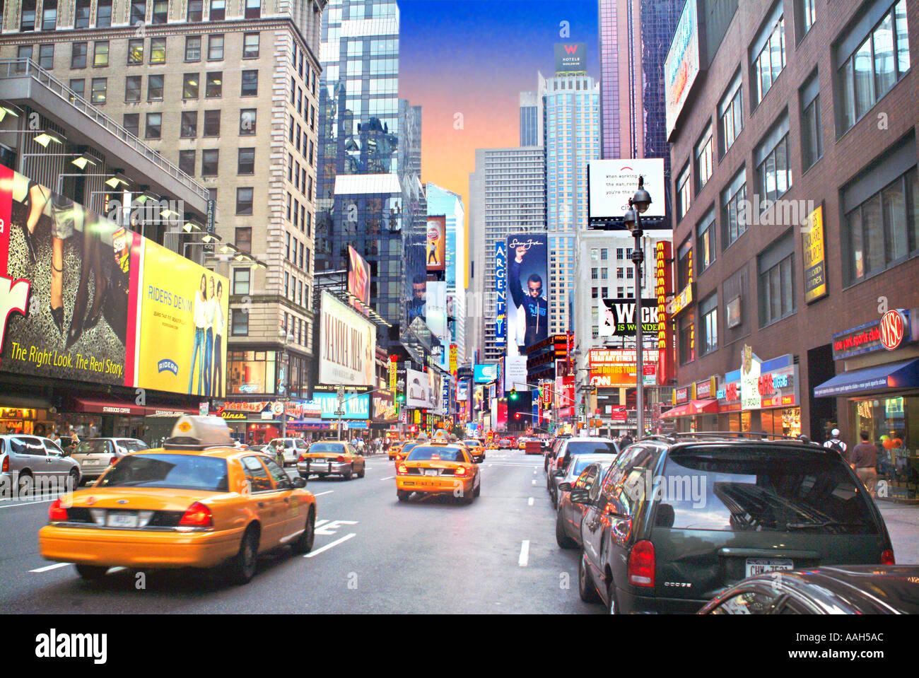 Times Square dusk New York City USA NYC Stock Photo - Alamy