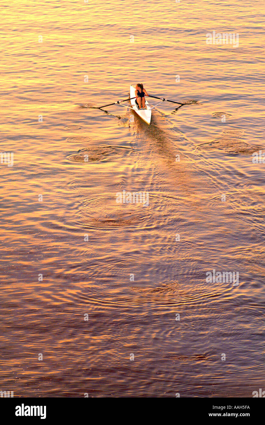 one single person Rowing boat Stock Photo - Alamy