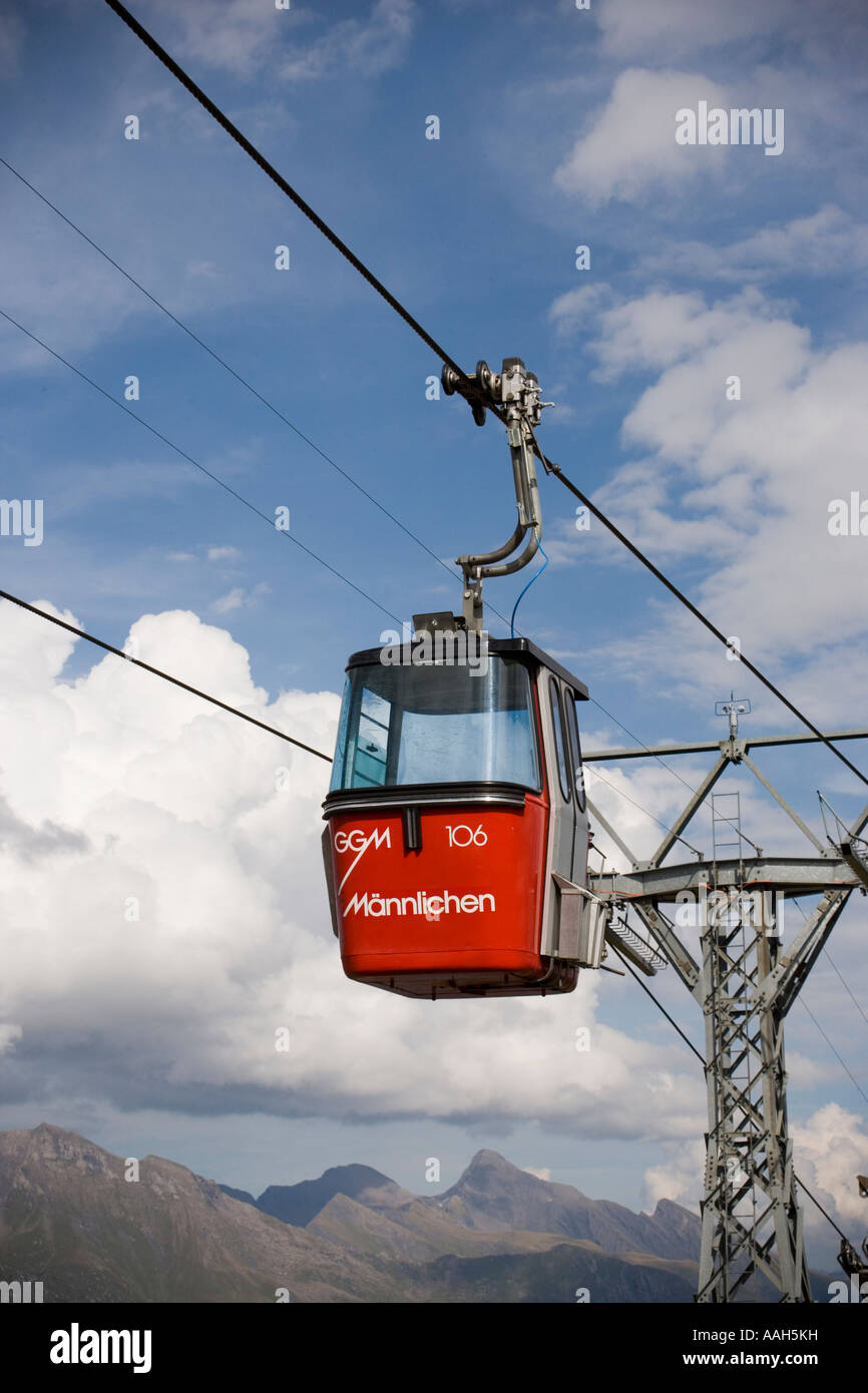 Overhead cable car of the Mannlichenbahn Grindelwald Bernese Oberland ...