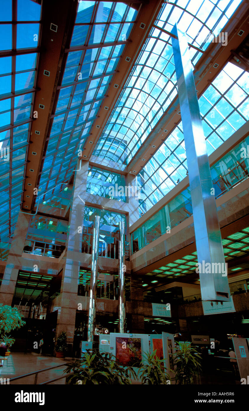 The striking atrium of HSBC bank Vancouver British Columbia Canada ...