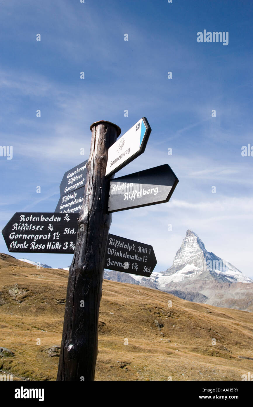 Zermatt Switzerland Hiking Trail Sign High Resolution Stock Photography ...
