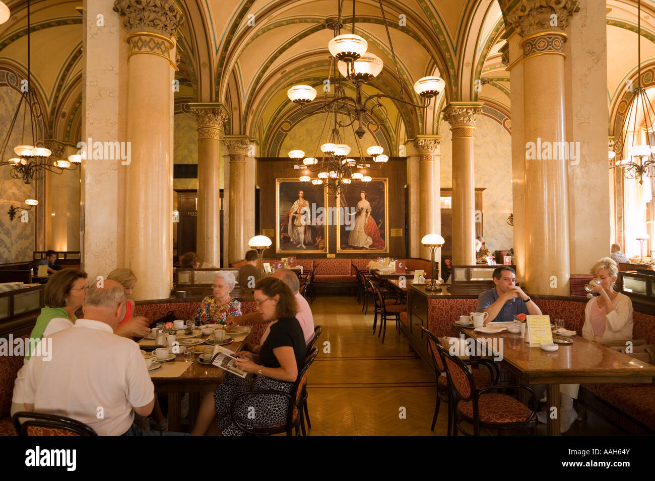 People sitting inside of Cafe Central Vienna Austria Stock Photo - Alamy