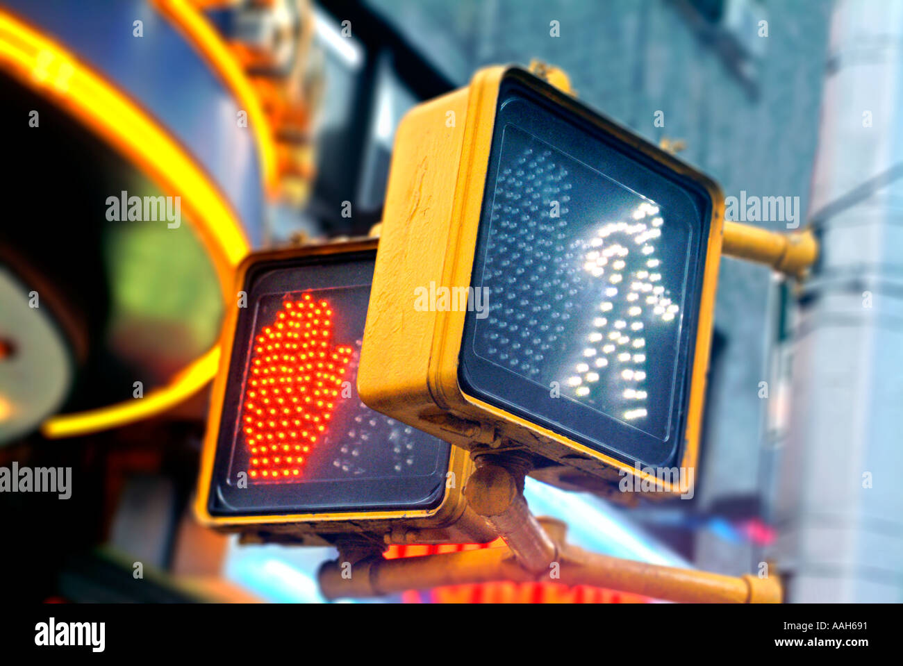 Walk and wait pedestrian signal light Stock Photo - Alamy