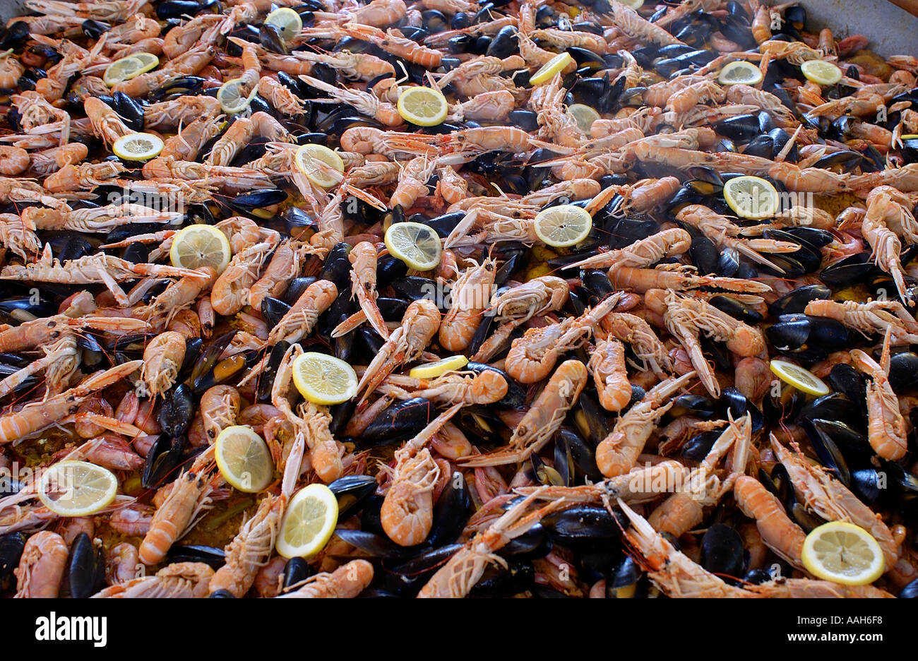 Large paella cooking in a french market Stock Photo - Alamy