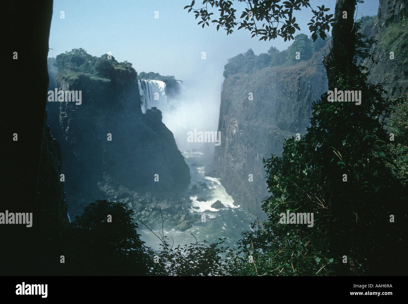 Victoria Falls viewed from Livingstone Statue Zimbabwe Africa Stock ...