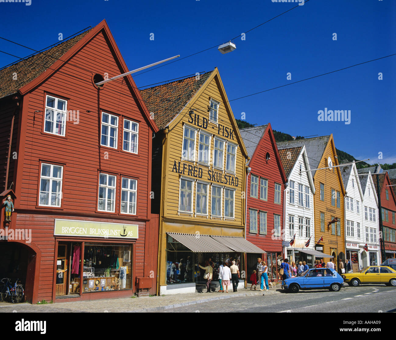 The wooden houses at Bryggen Bergen Norway Stock Photo - Alamy