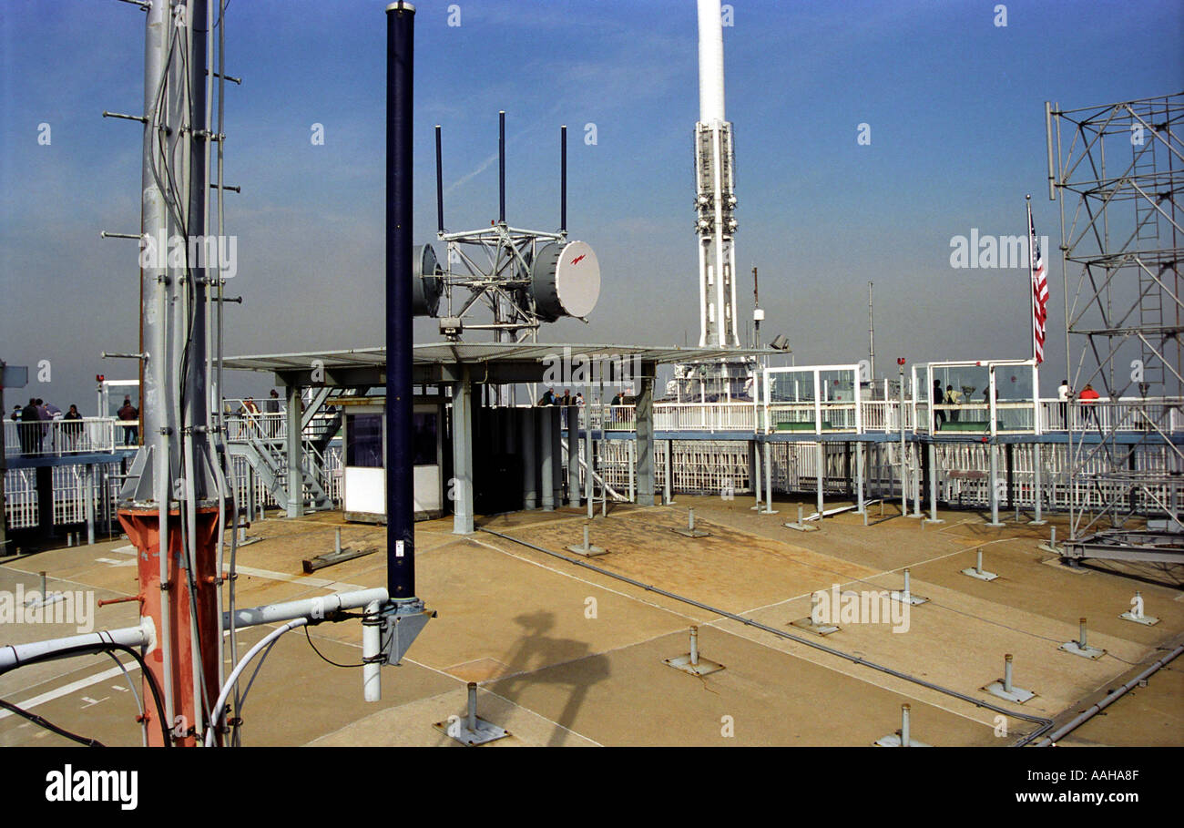 Communications equipment at the top of the Twin Towers in New York ...