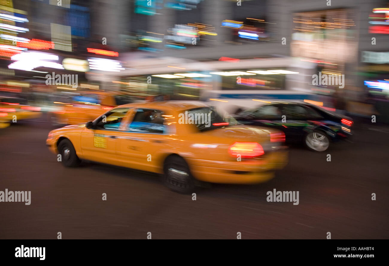New York yellow taxi cab in motion Stock Photo - Alamy