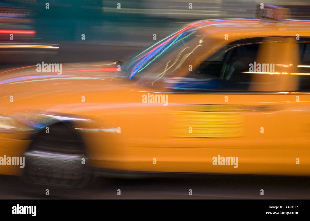 New York yellow taxi cab in motion Stock Photo - Alamy