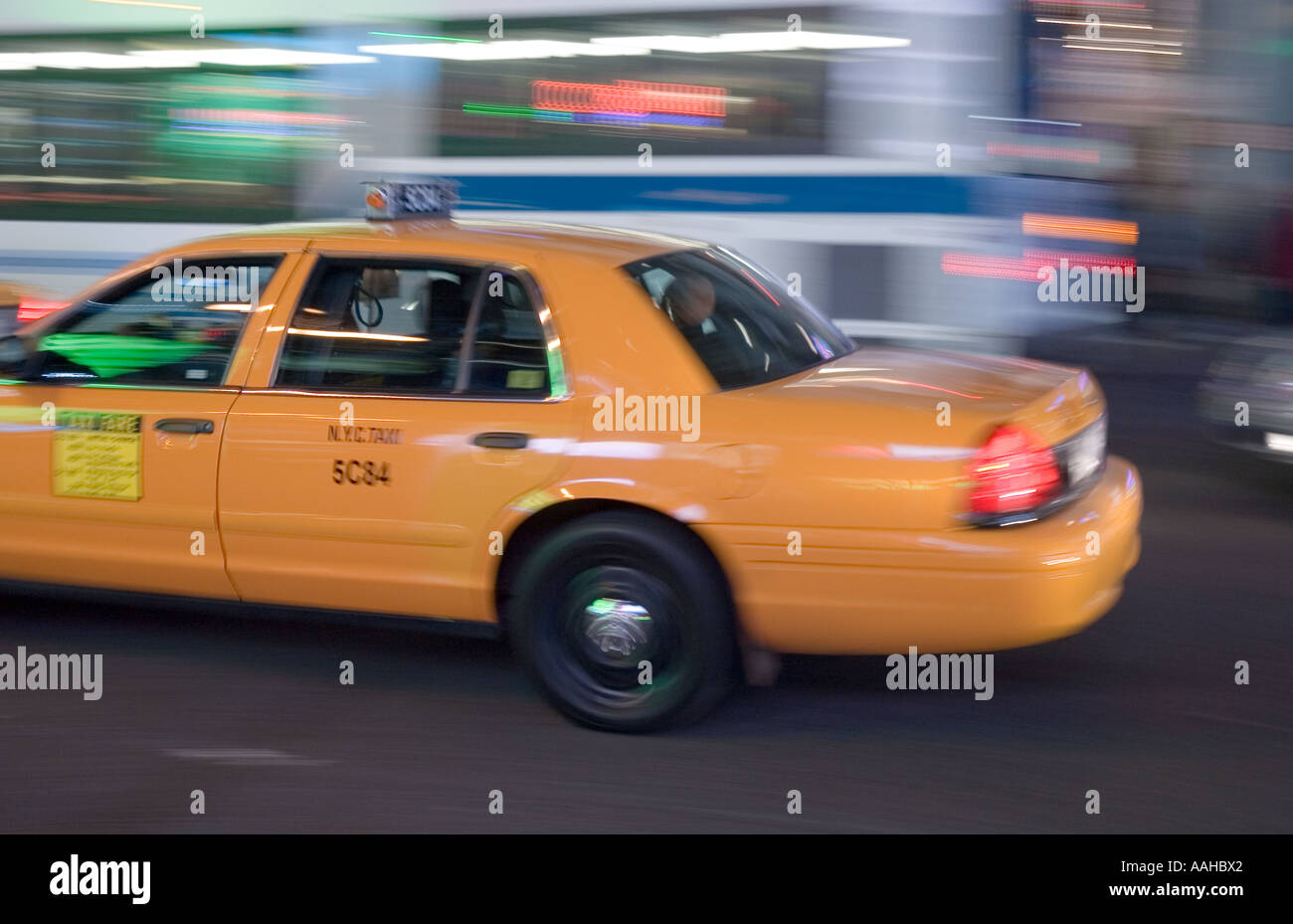 New York yellow taxi cab in motion Stock Photo - Alamy