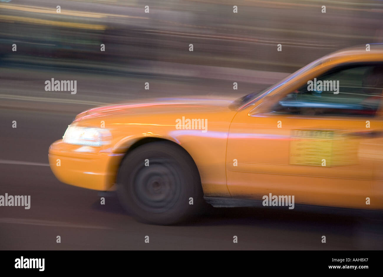 New York Yellow Taxi Cab In Motion Stock Photo Alamy